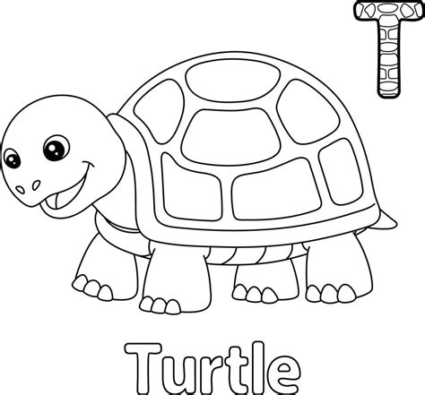 Turtle Alphabet Abc Coloring Page T 10388063 Vector Art At Vecteezy
