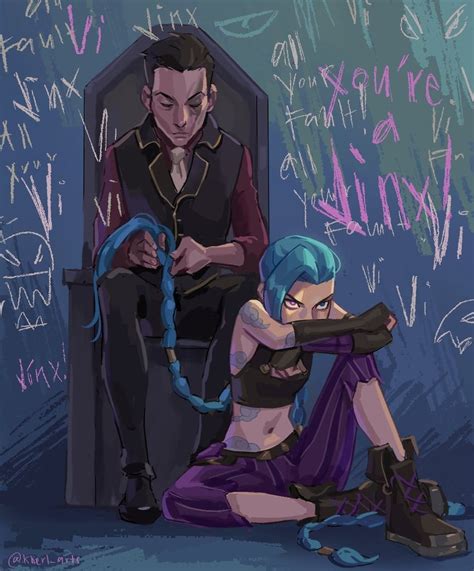Jinx Arcane Jinx And Silco League Of Legends And 1 More Drawn By