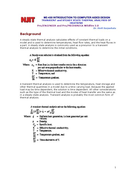 Transient And Steady State Thermal Analysis Wildfire Pdf Heat Heat Transfer