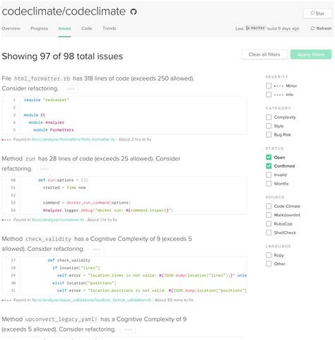 Codeclimate Code Source Issue Sunabak Realworld