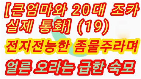 큰엄마와 조카 19 큰엄마의 반전매력 ㅋㅋ 실화사연 충격적인 사연 막장사연 장모님 썰 이모 친구엄마 사이다 응징 반전 Youtube