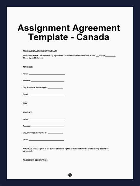 Assignment Agreement Template Canada