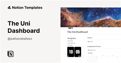 The Uni Dashboard Template By Safoora Hafeez Notion Marketplace