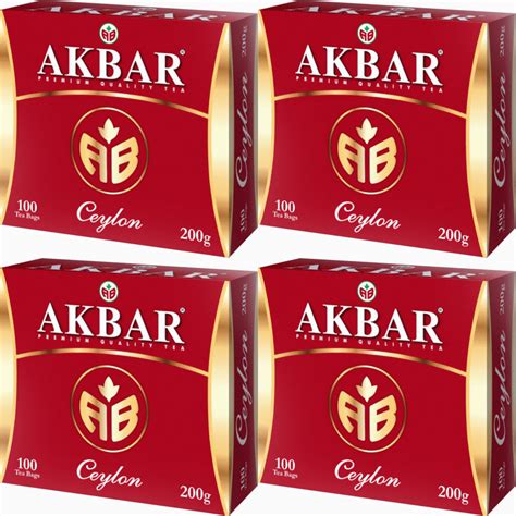 Чай черный Akbar Ceylon пакетированный 100х2г 4 штуки купить с
