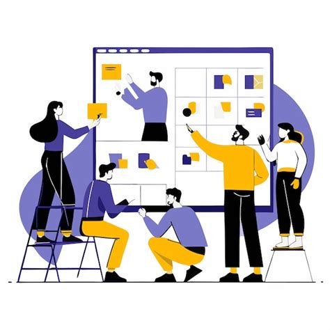 Agile Team Collaborates Efficiently Using Kanban Workflow Premium Ai