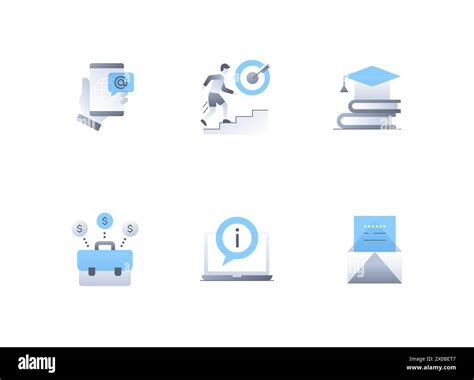 Business And Information Flat Design Style Icons Set Stock Vector Image And Art Alamy