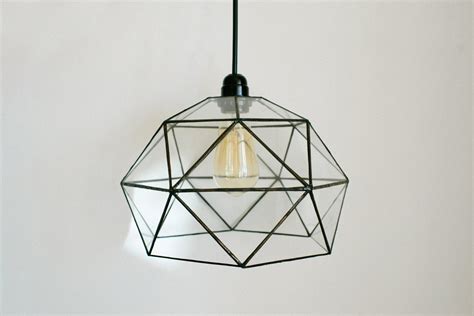 Hanging Geometric Lamp Glass Pendant Lamp Handmade Etsy