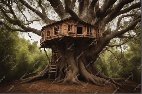 Premium Photo Fantasy Tree House Inside Tree Trunk