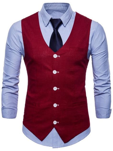 Colete Masculino Simples De Botão Simples Tops Homem Coletes