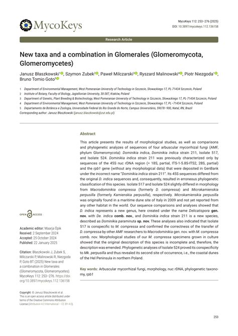 Pdf New Taxa And A Combination In Glomerales Glomeromycota