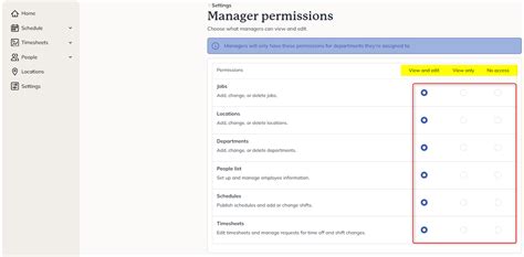 Manager Permissions Timesheet Mobile