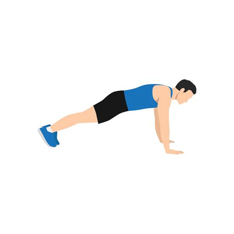 Man Doing Plank Abdominals Exercise Flat Vector Illustration Isolated On White Background