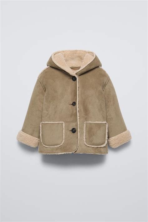 Blouson Double Face À Capuche Kaki Foncé Zara Belgique Belgium