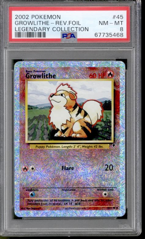 Pokemon Legendary Collection Reverse Holo Foil Growlithe 45110 Psa 8