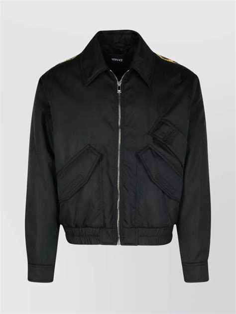 Versace Bomber Jacket Nylon Shoulder Patches In Black For Men Lyst
