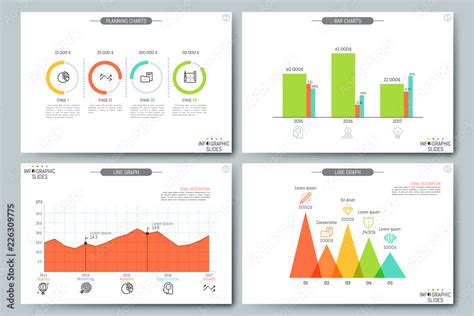Financial Data Visualization Concept Pages With Diagram Line Graph