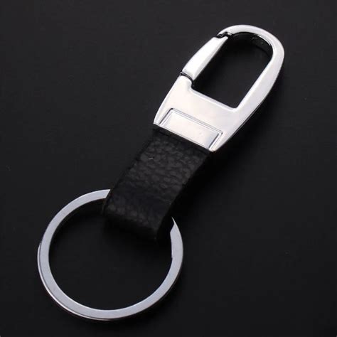 New Fashion Black Leather Strap Keyring Keychain Key Fob Car Styling