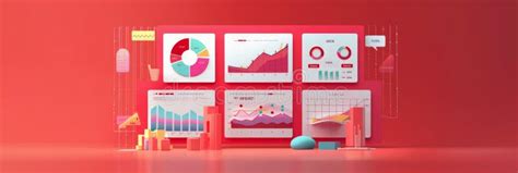 Charts And Graphs Displayed On A Red Digital Dashboard Modern Data