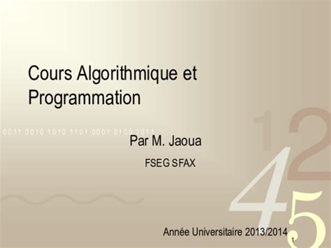 Pdf Cours Algorithmique Et Programmation