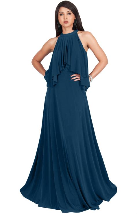 Koh Koh Womens Long Sleeveless Halter Layered Flowy Cocktail Summer