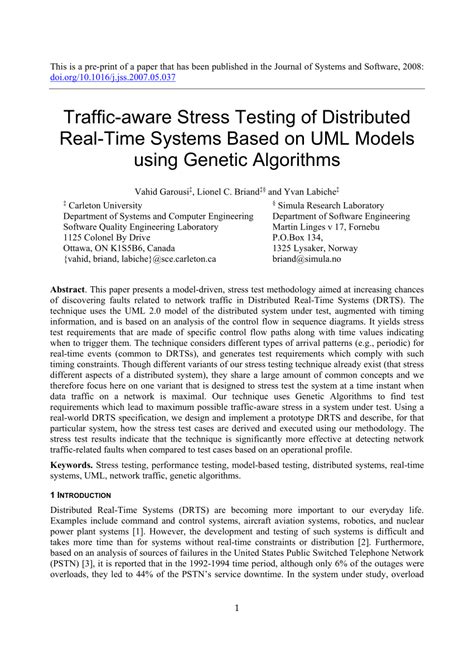 Pdf Traffic Aware Stress Testing Of Distributed Real Time Systems Based On Uml Models Using
