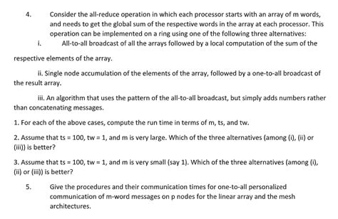 Solved 4 Consider The All Reduce Operation In Which Each