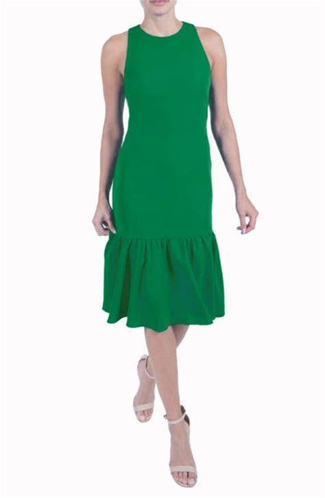Sleeveless Flounce Hem Crepe Dress