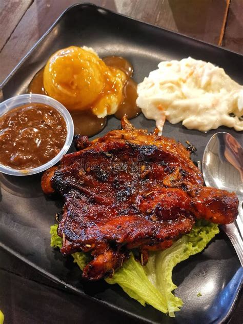 Grilled Chicken Chop With Sides Stock Image Image Of Brown Malaysia