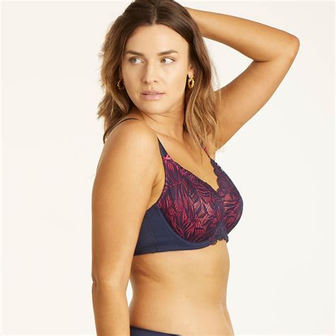 Radiate Lace Full Cup Bra Navy Berry Rose And Thorne