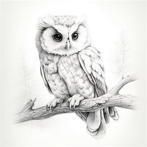 Pencil Sketch Cute Owl Bird Drawing Image Generative Ai Stock Illustration Illustration Of