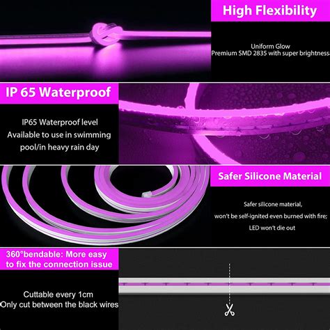 Xergy Led Neon Strip Lights 5meter Ip67 Waterproof Neon Rope Light Fo