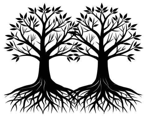 Tree With Roots Silhouette Image Vector Art At Vecteezy