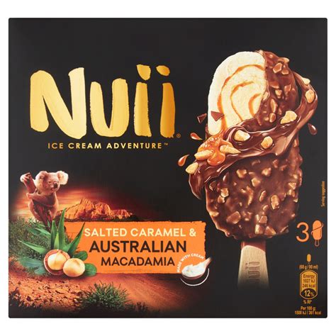 Nuii Salted Caramel And Australian Macadamia Ice Cream Bars 3x90ml Co Op
