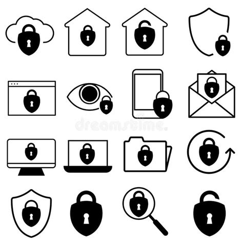 Computer Protection Vector Icons Set Cyber Security Illustration