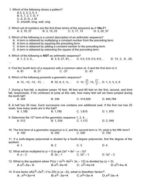 Grade 10 Questions Pdf Mathematics Mathematical Concepts