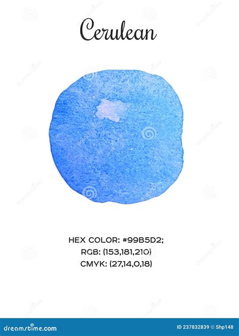 Watercolor Blue Tone Color Shade Cards With Code And Name Stock