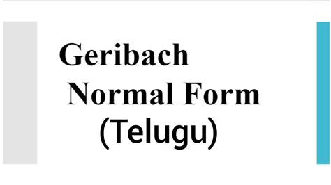 Greibach Normal Form Gnf In Telugu Youtube