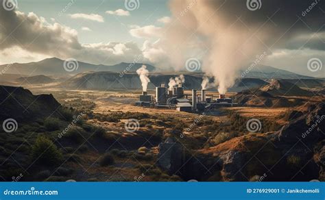 Geothermal Power Plant In A Stunning Landscape Stock Illustration Illustration Of Earth