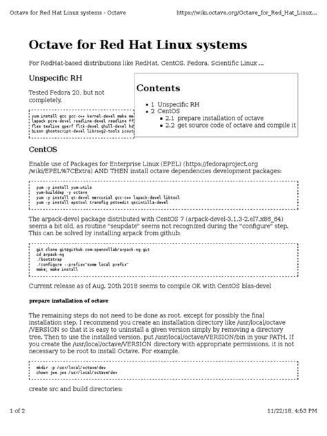 Octave For Red Hat Linux Systems Unspecific Rh Pdf Fedora Operating System System Software