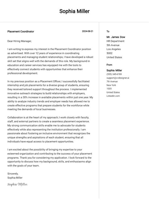 16 Coordinator Cover Letter Examples For 2024 Download Templates Cvdesigner Ai