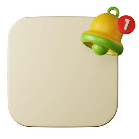 Premium Psd Bell Alarm Notification Alert On Blank White Board Icon Sign On App Ui 3d Render