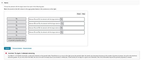 solved choose the element with the larger atoms from each of