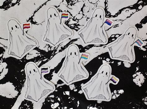 Lgbt Pride Flag Ghost Sticker Rainbow Lesbian Bi Pan Etsy