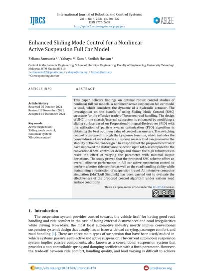 Enhanced Sliding Mode Control For A Nonlinear Active Suspension Full Car Model