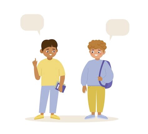 Niños Lindos Felices Hablando Entre Ellos Amigos De La Escuela Tienen