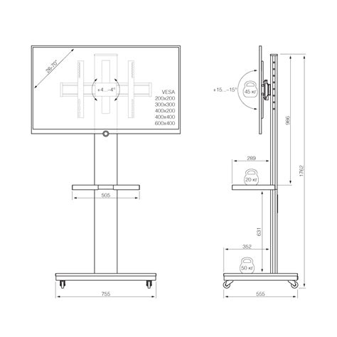 Мобильная стойка для ТВ Alteza Professional PR-106 купить по цене 650 ...