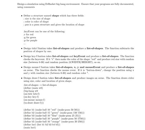 Solved Design A Simulation Using Drracket Big Bang