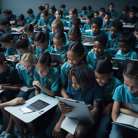 Premium Ai Image Students Using Tablets Or Laptops In The Classroom