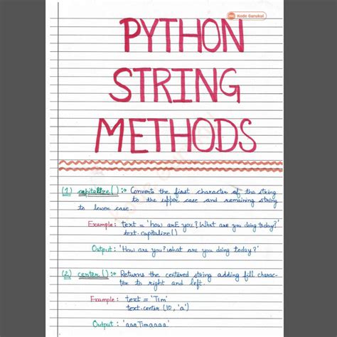 Kode Gurukul On Linkedin 🐍 Mastering Python Strings With Handwritten