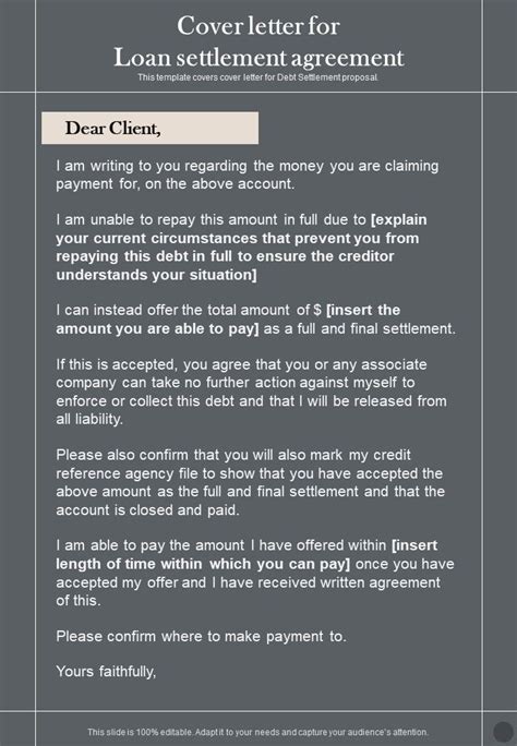 Debt Settlement Offer Letter Exle
